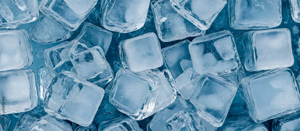array of glistening ice cubes in various shapes and sizes fills this ...