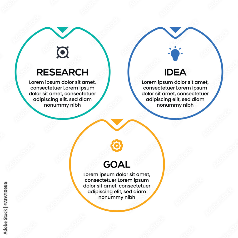 Vetor de infograph, 3, step, chart, three, element, process, flow, part ...