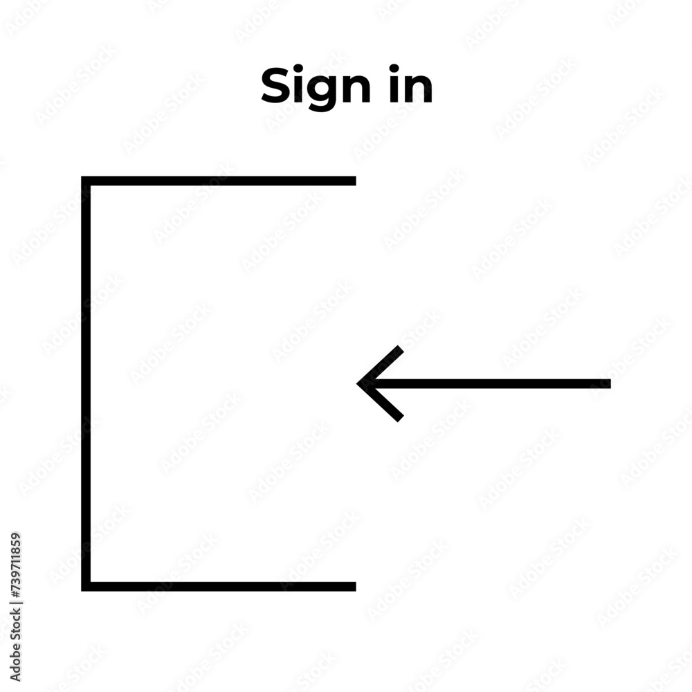 Sign in or enter arrow vector icon. The arrow enters the door. Entrance ...