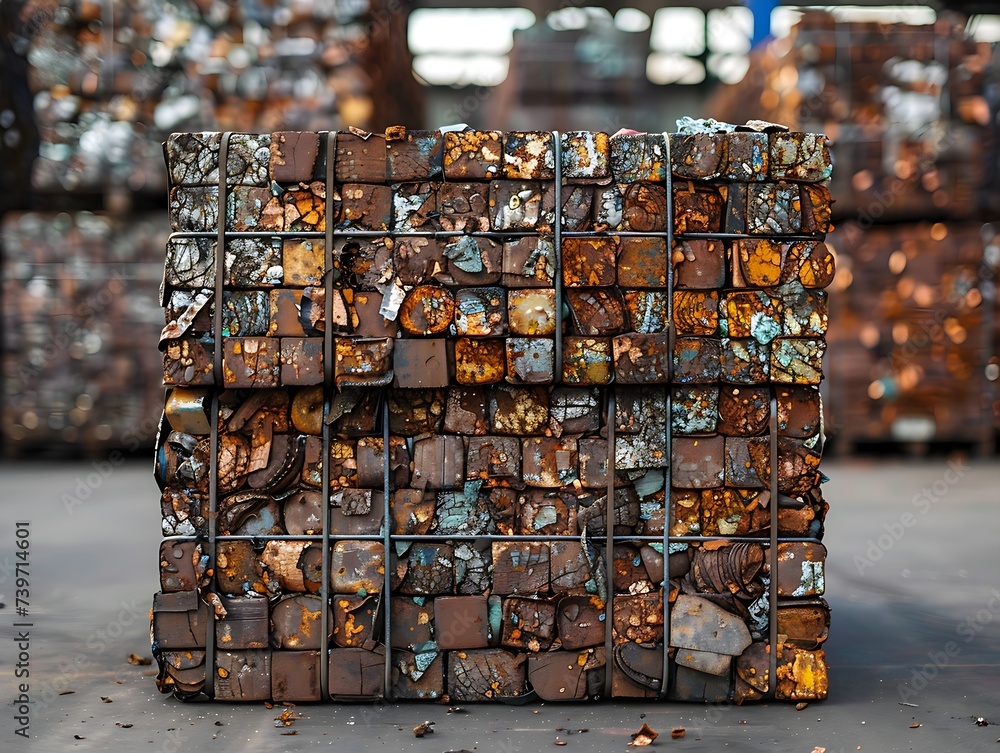 A bale of recycled copper is made up of compressed and bundled scrap ...