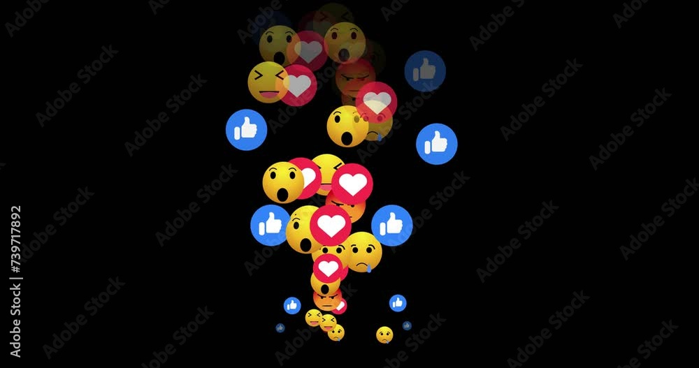 Social media live reactions of emojis and icons cool animation in 4K ...