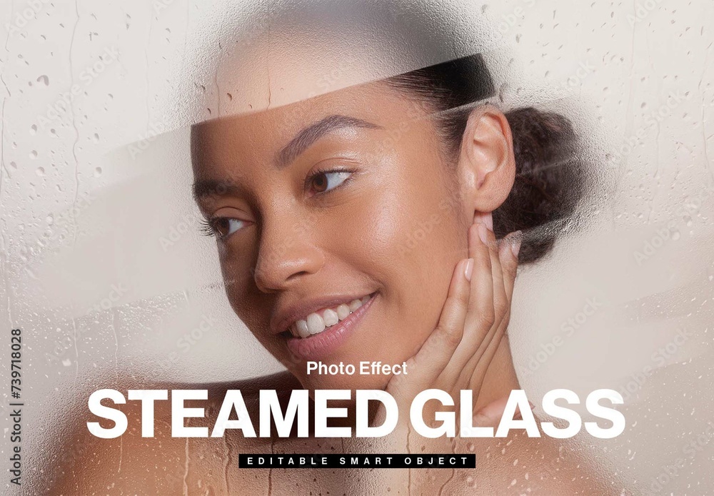 Steamed Glass Photo Effect Layout Stock Template | Adobe Stock