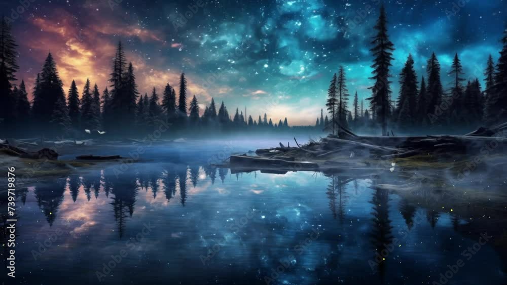 dramatic cosmic sky with beautiful reflection. an awe-inspiring ...