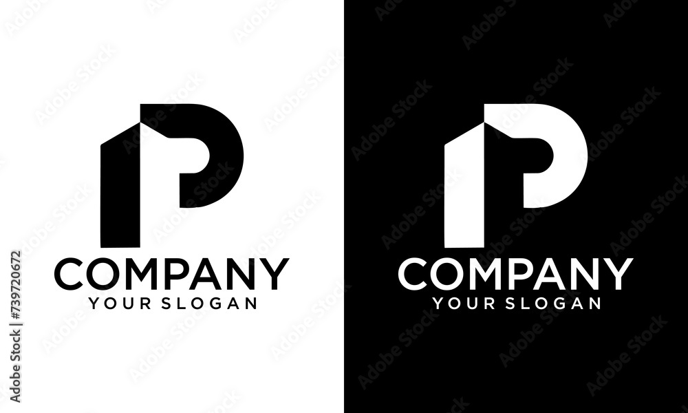 Creative Letter p building architecture logo flat. letter P city logo ...
