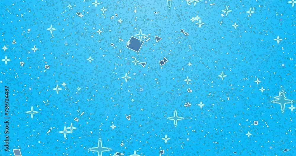 4K shining falling star with shining particles. A light blue shining ...