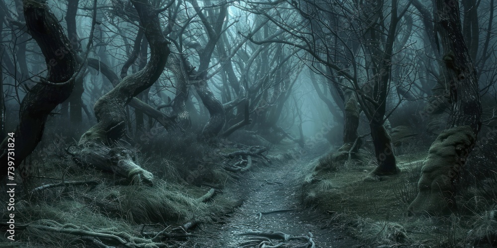 A wallpaper that brings to life the secluded terror of a haunted forest ...