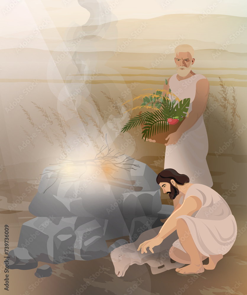 Cain and Abel. Biblical illustration. Genesis. Bible series ...