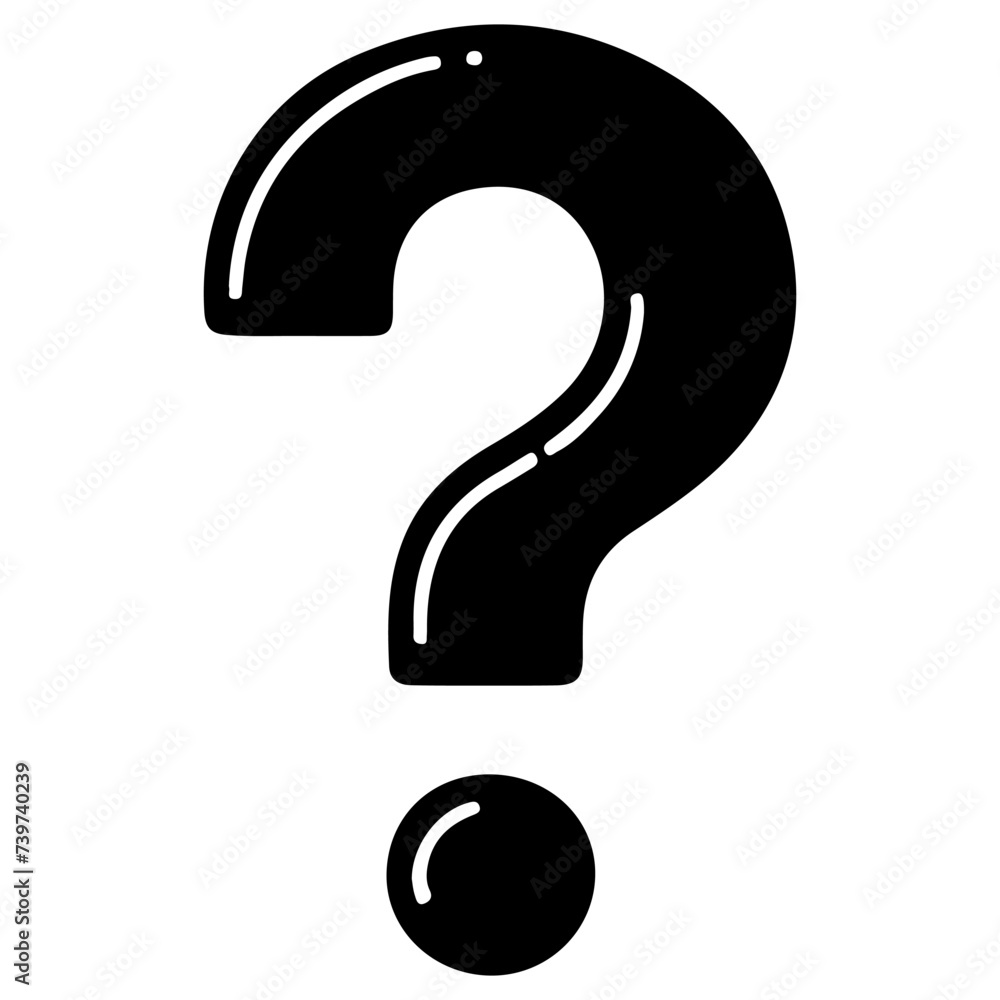 question mark symbol black outline art icon. hand drawing . mark sign ...