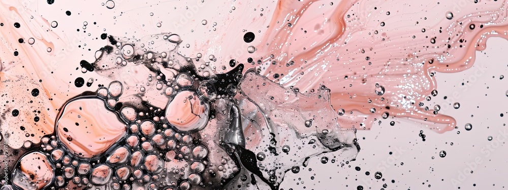 a painted photo of water splashed bubbles onto screen, in the style of ...