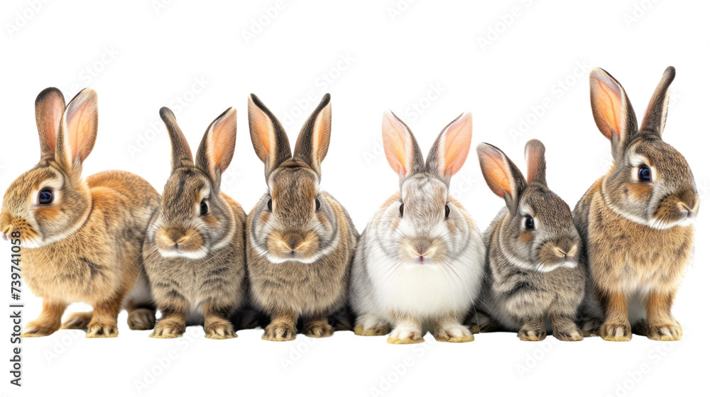 Group of cute rabbits,watercolor rabbits isolated on transparent and ...