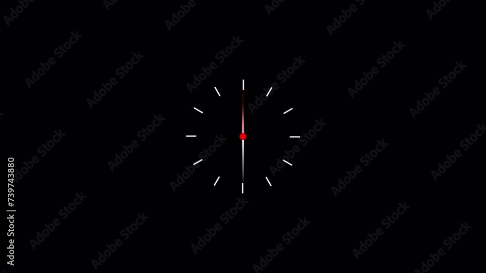 Round analogue wall clock with rotating animated needle on alpha ...