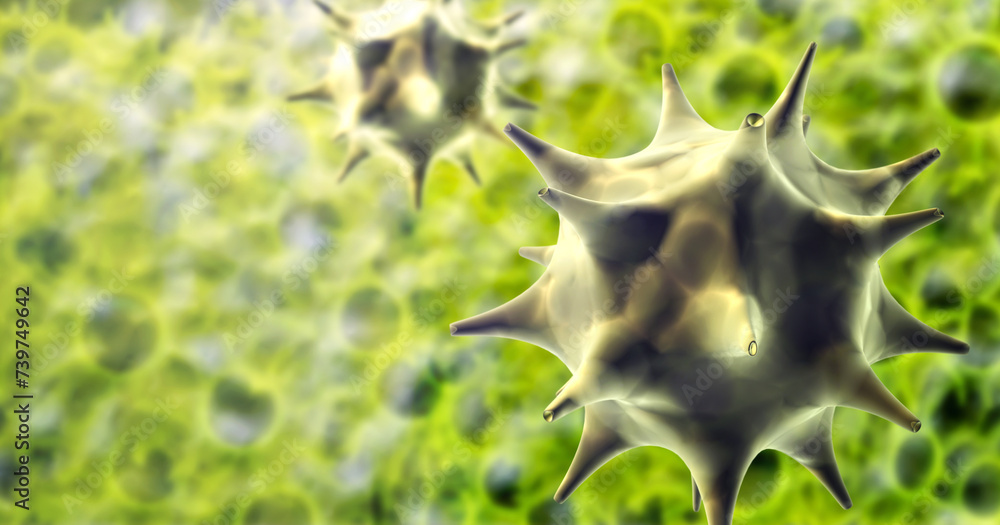 Horizontal or vertical banner with pathogenic bacterias and viruses ...