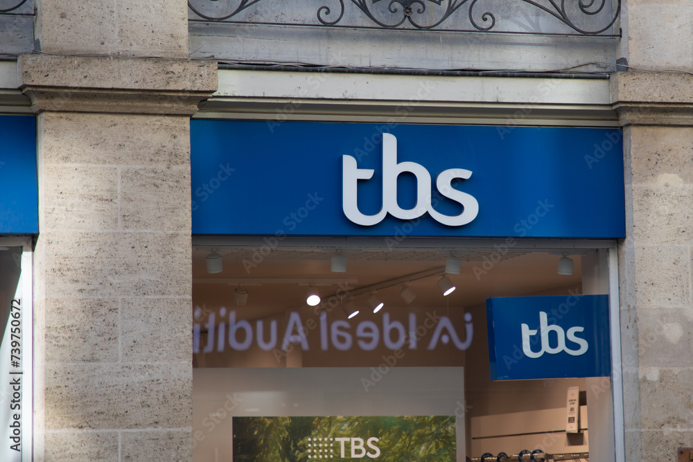 TBS store logo sign and brand text fashion clothes sport boat and shoes ...