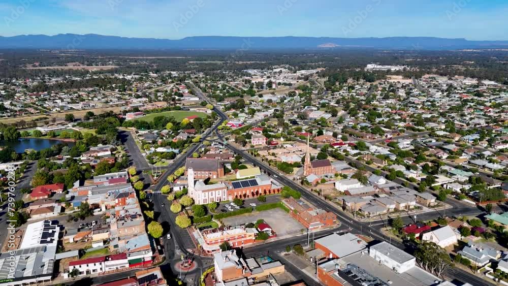 Vidéo Stock Stawell Victoria Aerial View of Central Business District ...