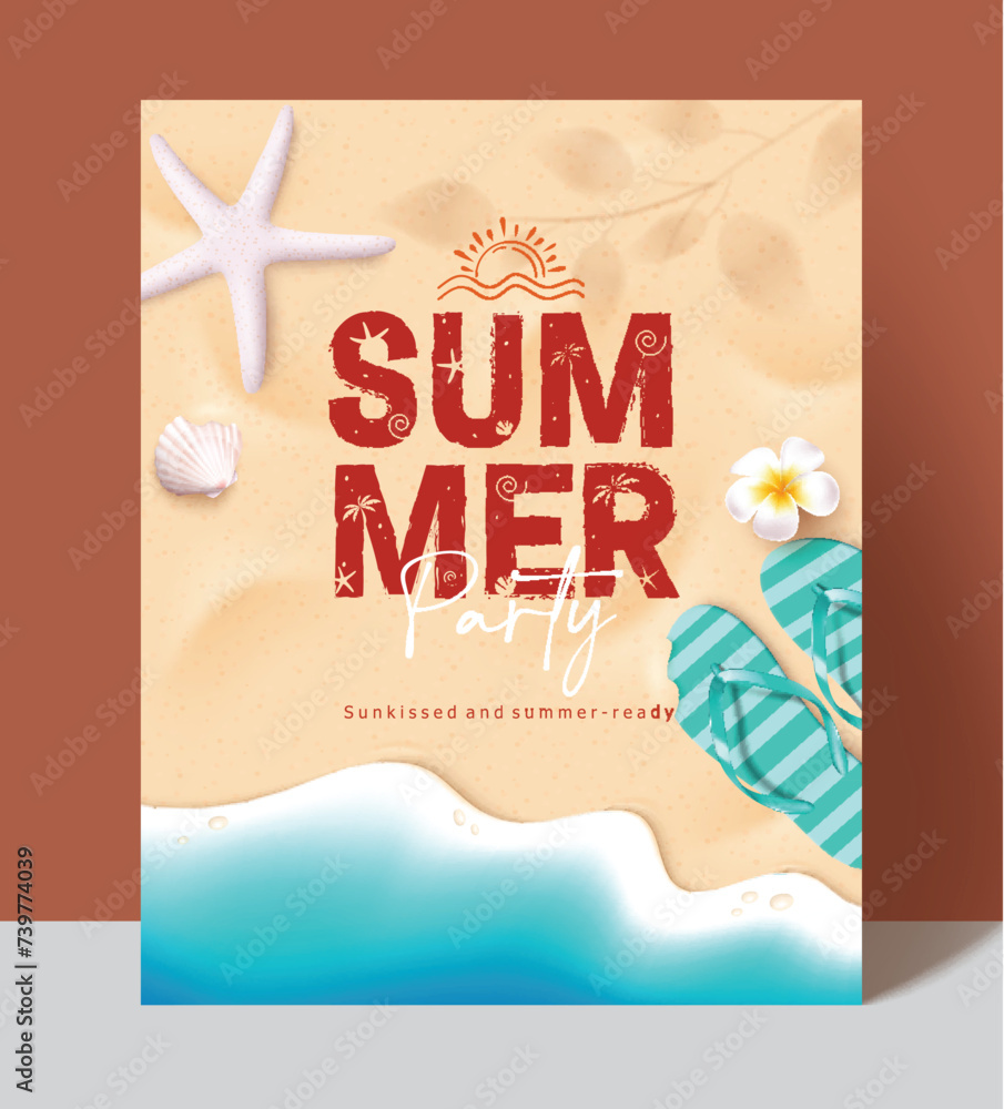 Summer party text vector poster design. Summer invitation card with ...