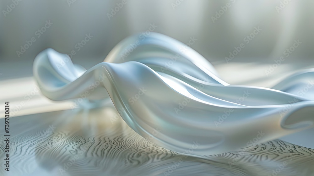 glass floating flat organic forms, shapeless, close-up ribbed plastic ...