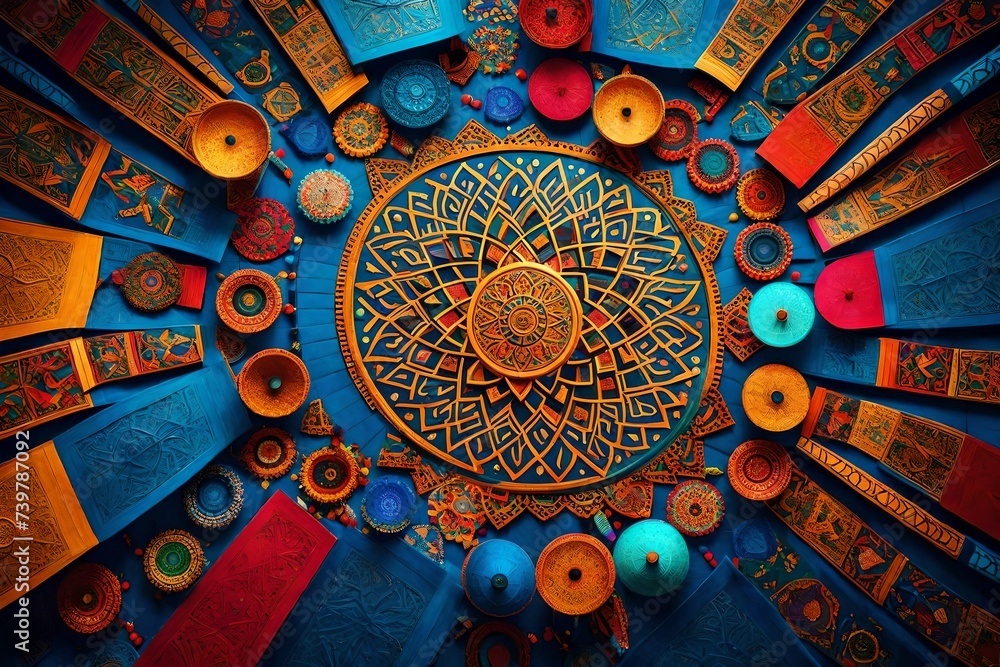 Generate a vibrant and colorful Eid ul-Fitr wallpaper showcasing ...