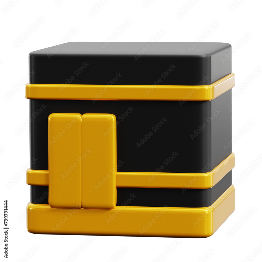 kaaba black box cube Islamic qibla pray direction in mecca 3d icon ...