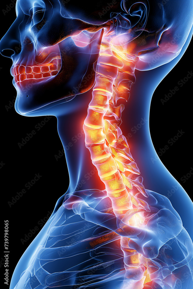 Schematic diagram of special effects of man's x-ray, cervical ...