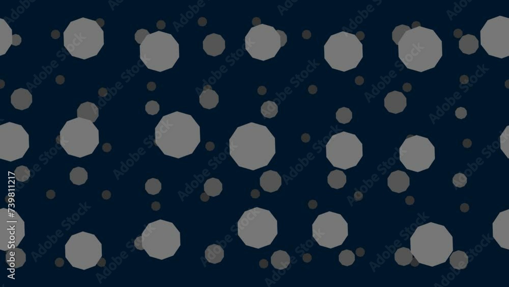 Decagon symbols float horizontally from left to right. Parallax fly ...