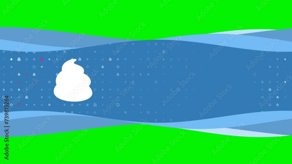 Animation of blue banner waves movement with white poop symbol on the ...