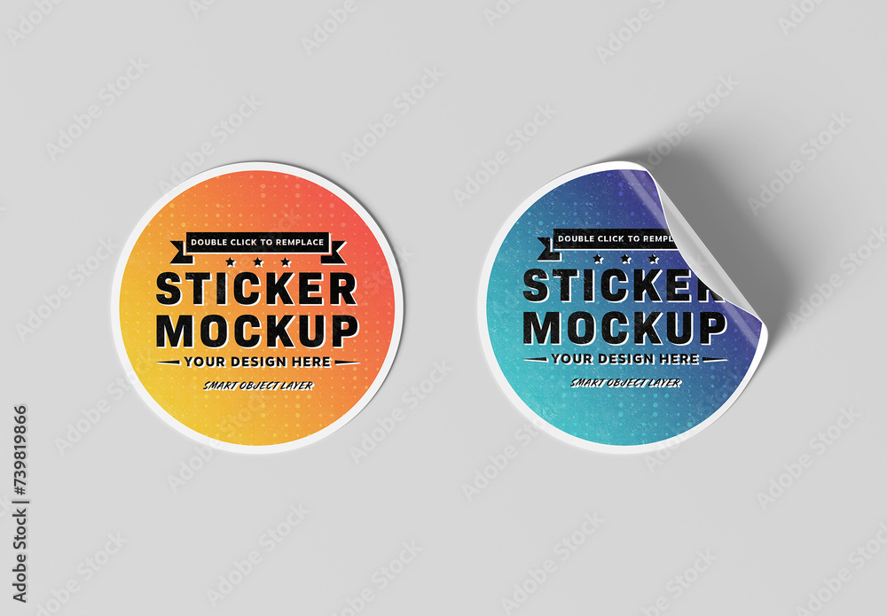 Isolated Circular Stickers Mockup Stock Template | Adobe Stock