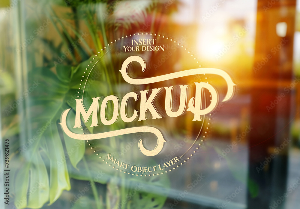 Window Logo Decal Mockup. Generative Ai Stock Template | Adobe Stock