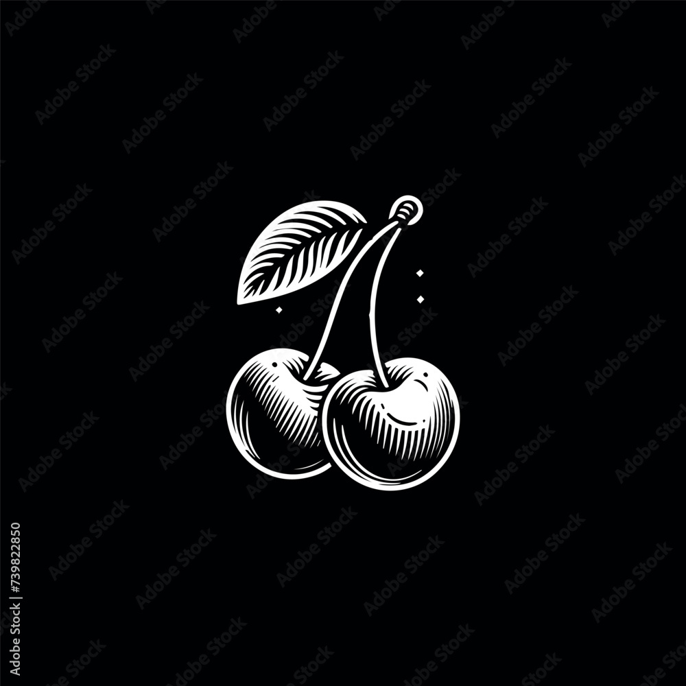 combo cheery with white outlines and black background cheery black and ...