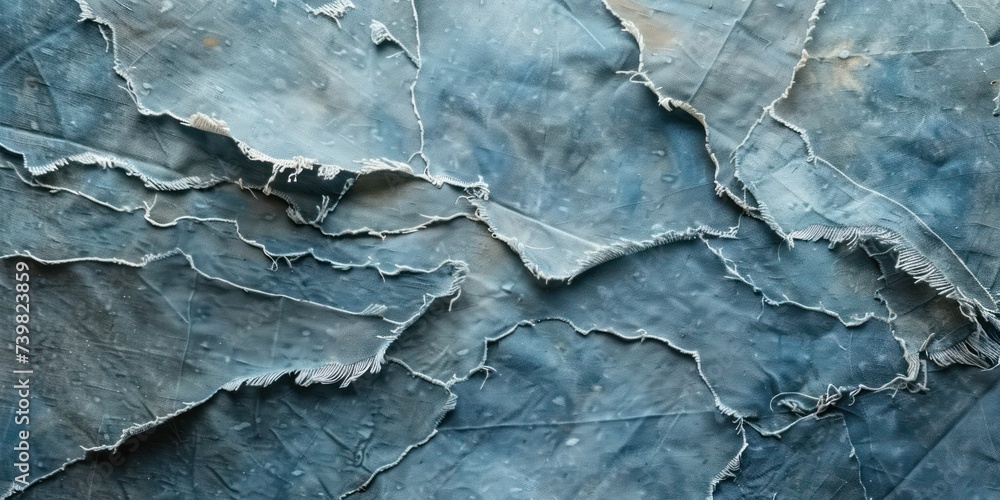 The texture of worn fabric, with edges frayed and material thinning ...
