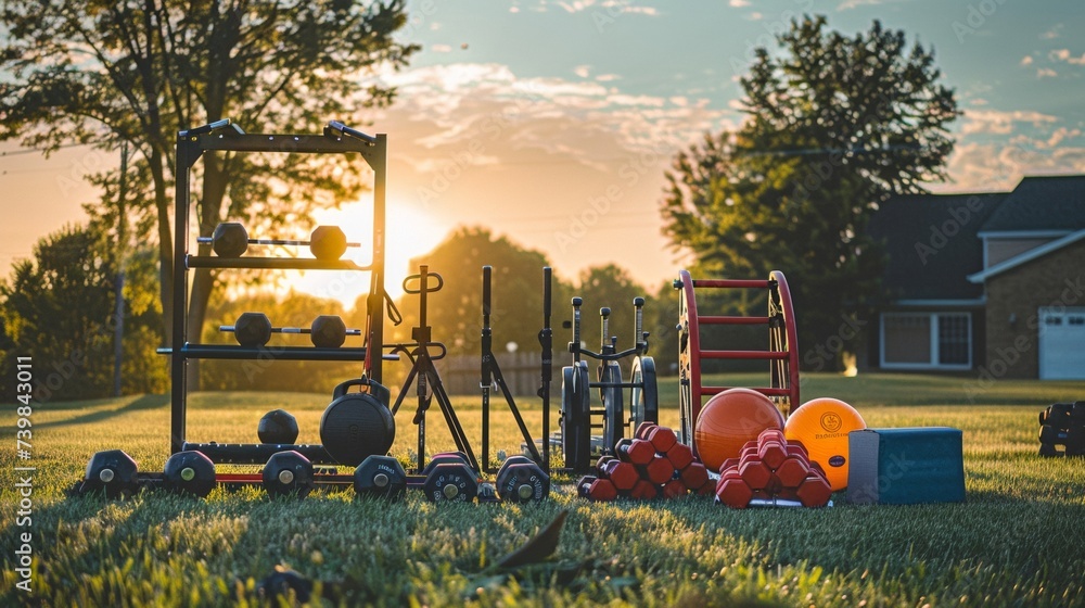 High-Intensity Interval Training setup with equipment such as ...