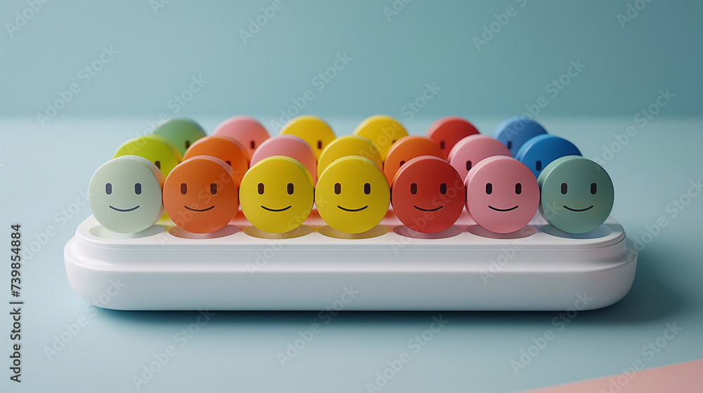 imagen sencilla, de colores suaves, de pastillas de colores con dibujos ...