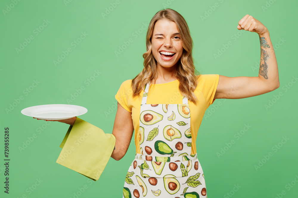 Young strong cool happy housewife housekeeper chef cook baker woman ...