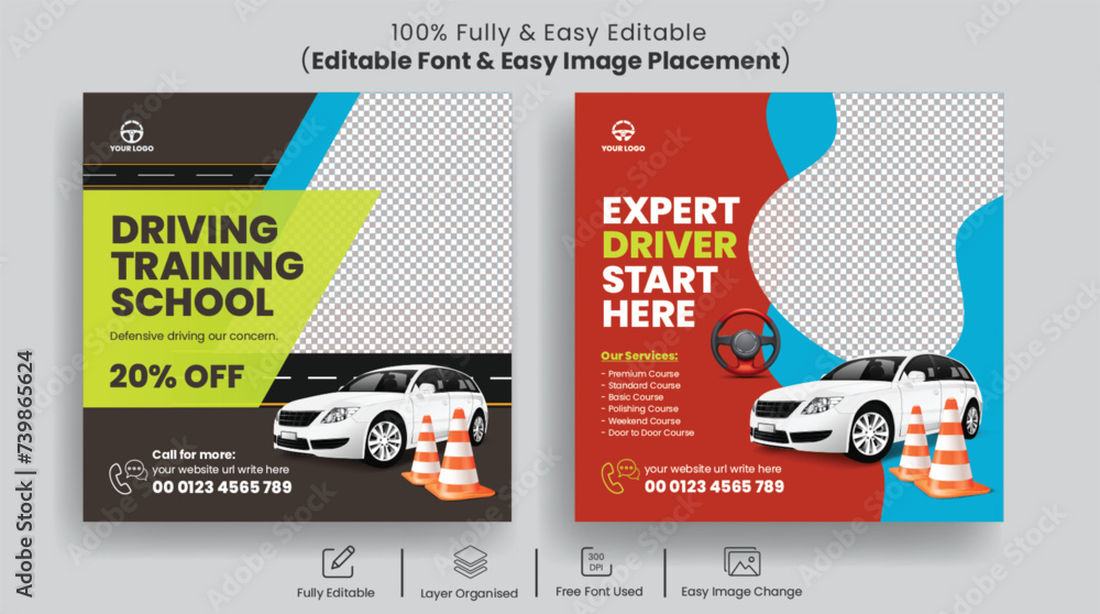 Editable social media ads or instagram post banner template set for ...