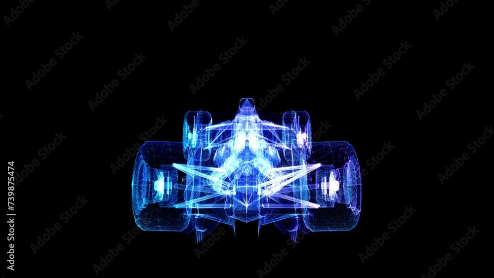 Glowing blue line formation of car 3d model. Motion animation in 3d ...