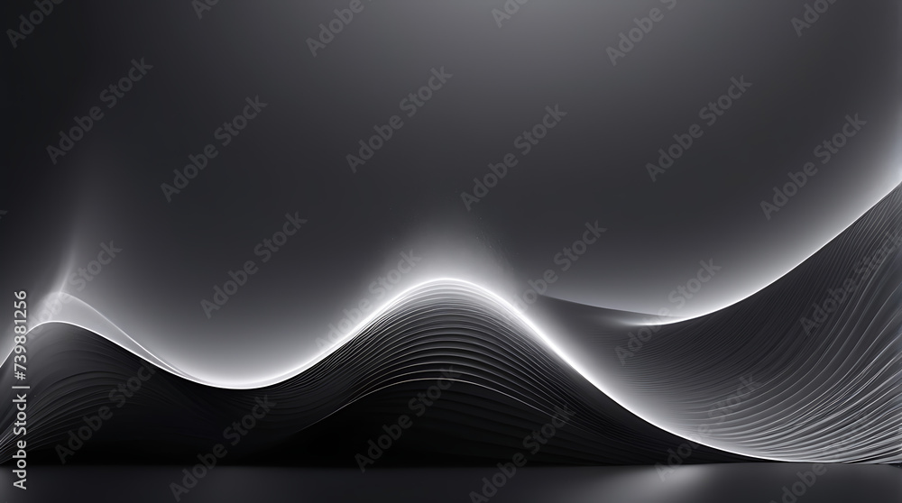 Abstract Gray background wave of particles. Technology background ...