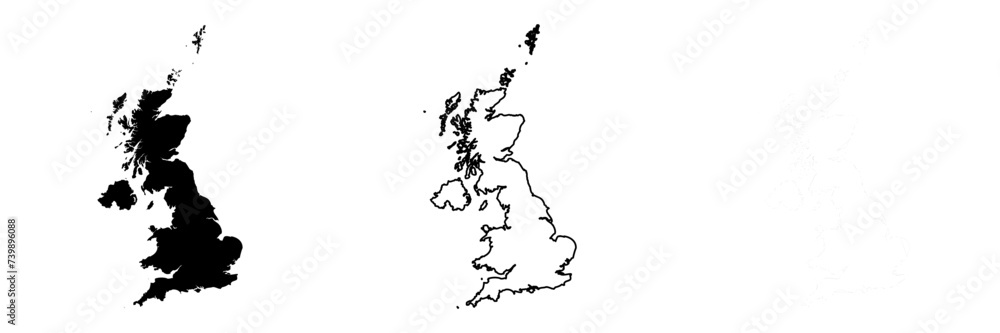 United Kingdom of Great Britain and Northern Ireland country silhouette ...