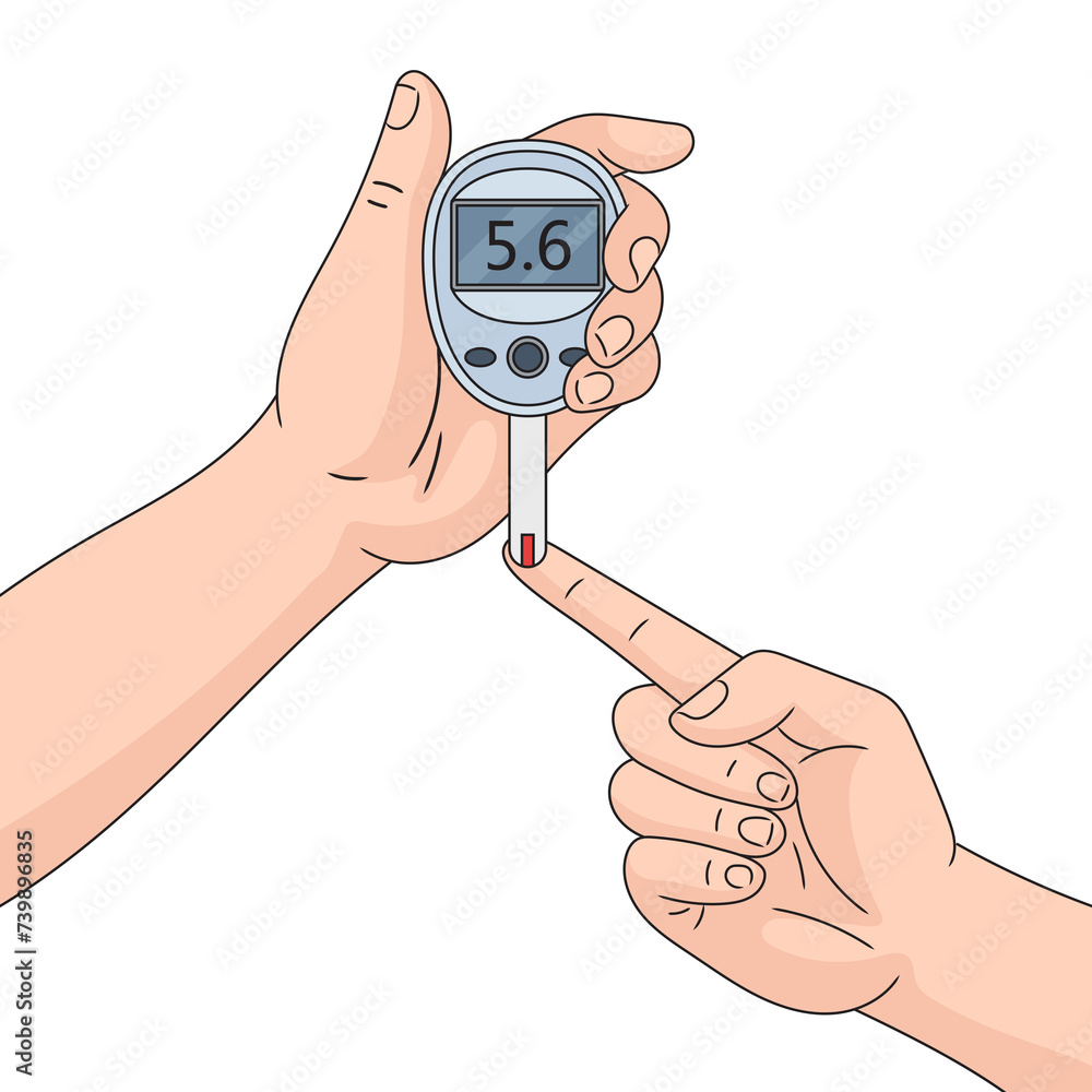 Human hands with glucose meter blood test glucometer medical device ...