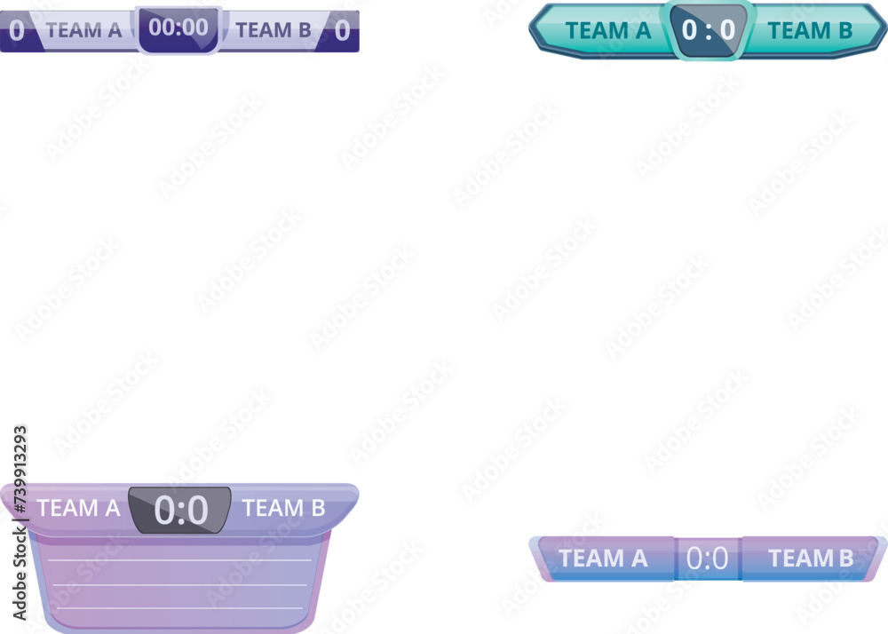 Electronic scoreboard icons set cartoon vector. Scoreboard with result ...