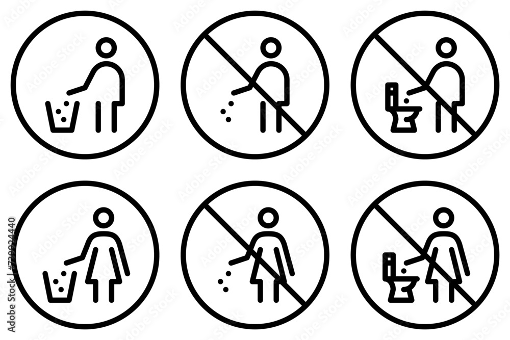 Do not litter line icon isolated on white background. Please keep this ...
