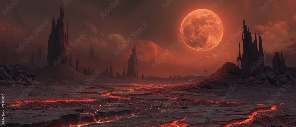 Hell visualized as a desolate, charred wasteland, with cracked earth ...