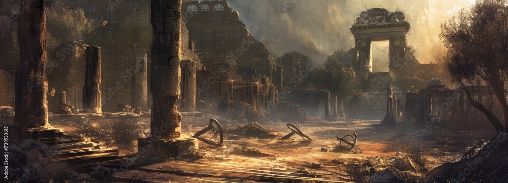 Remnants of a fierce Roman battle, where broken chariots and ...