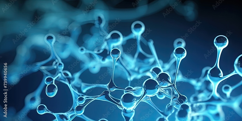 3D rendering of blue molecular biotech cell structure, explore biotech ...