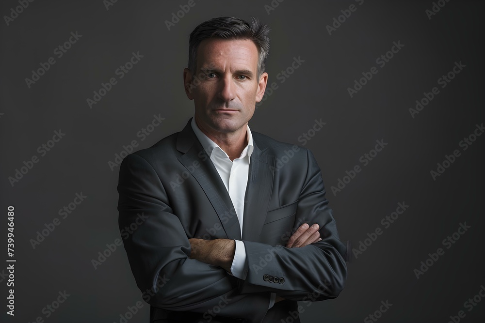 Confident Professional Businessman Poses with Folded Arms Making Direct ...