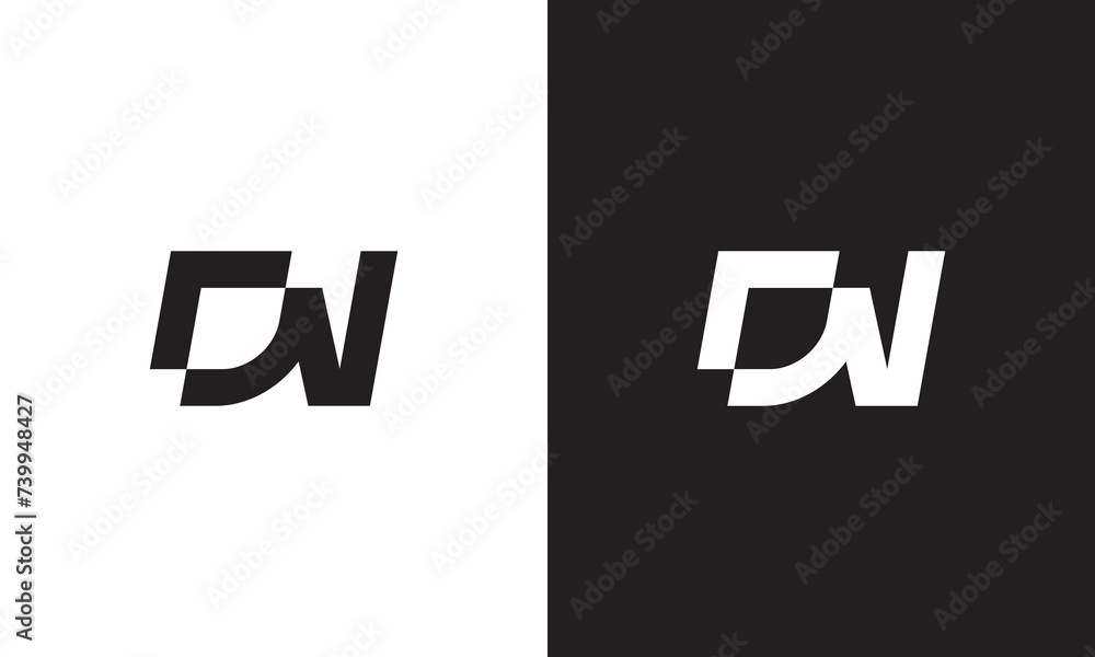 DN logo, monogram unique logo, black and white logo, premium elegant ...