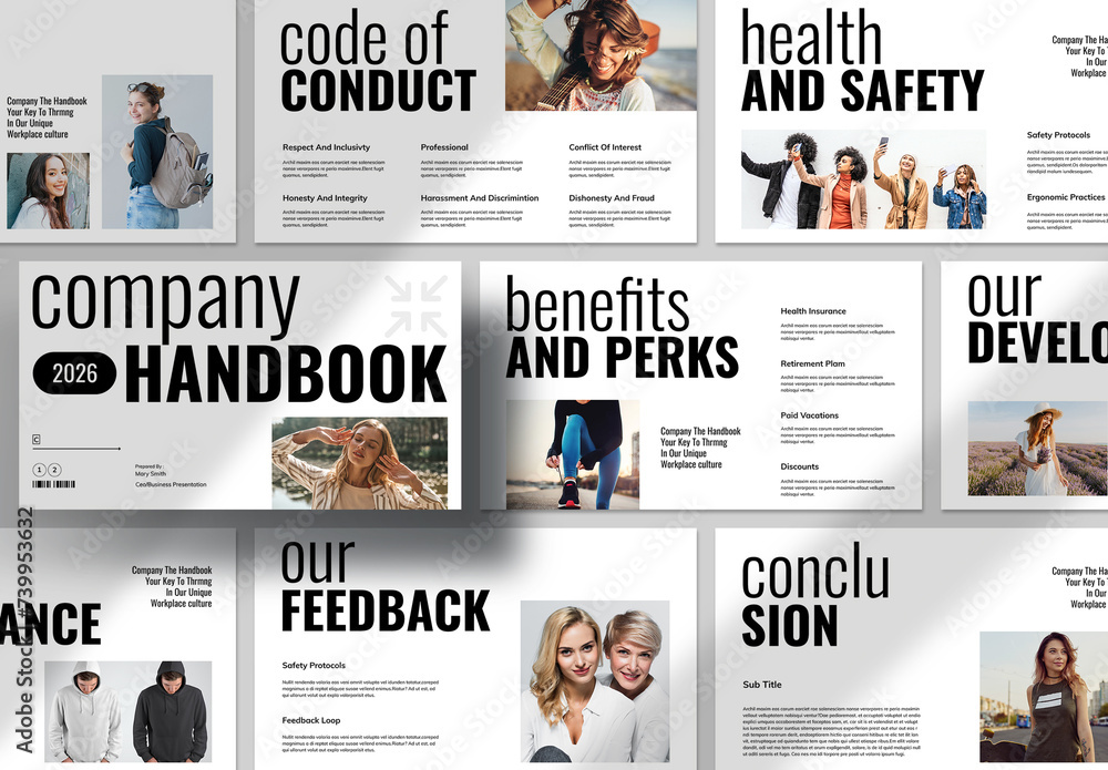 Company Handbook Presentation Layout Stock Template | Adobe Stock