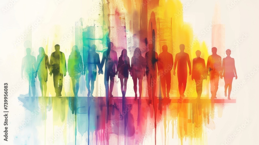 Colorful Abstract Crowd Silhouettes - A vibrant representation of urban ...