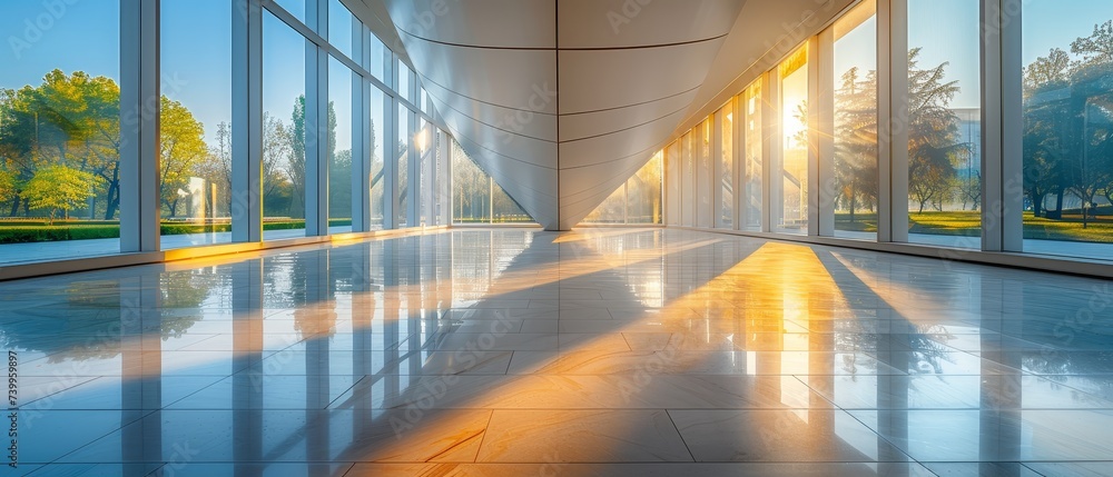 Abstract light and shadows play inside a modern concrete architectural ...