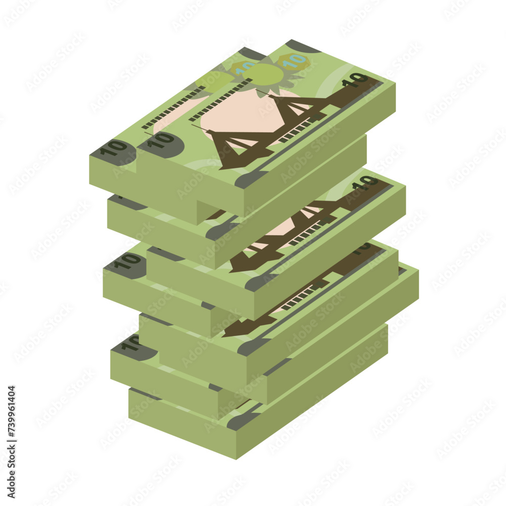 Bahraini Dinar Vector Illustration. Bahrain money set bundle banknotes ...