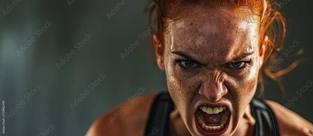 A fiery redhead gym goer passionately expresses her anger and ...