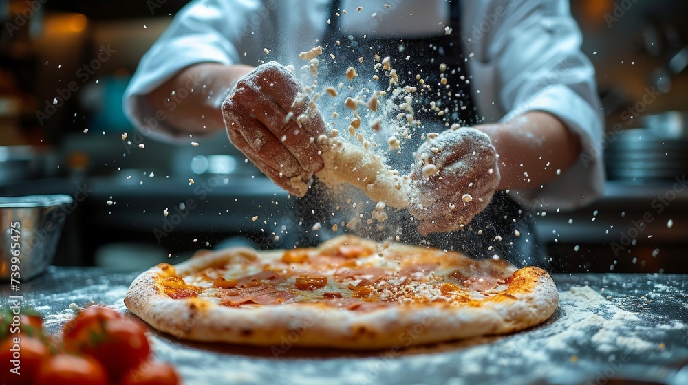 Artisanal Pizza Creation: Capturing the hands of a chef skillfully ...